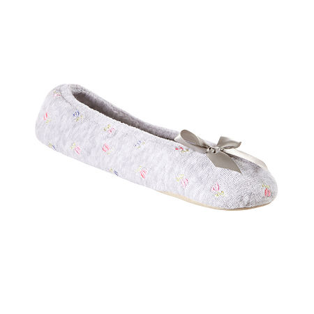 Click here for Isotoner Embroidered Microterry Womens Ballerina S... prices