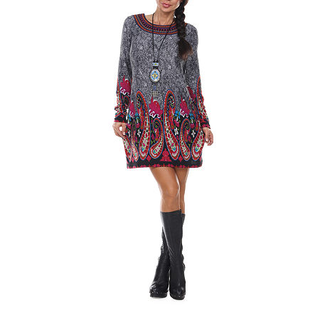 Click here for White Mark Sandrine Embroidered Sweater Dress  Med... prices