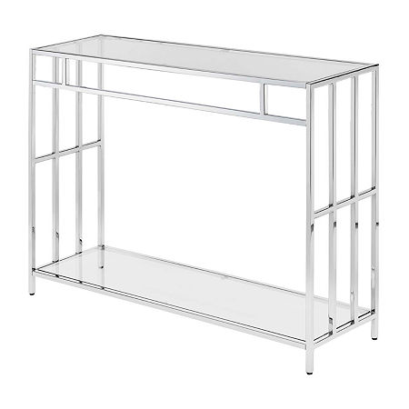 Mission Glass Console Table - Silver-Tone
