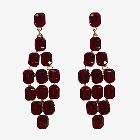 Click here for Bijoux Bar Gold Tone Womens Red Chandelier Earring... prices