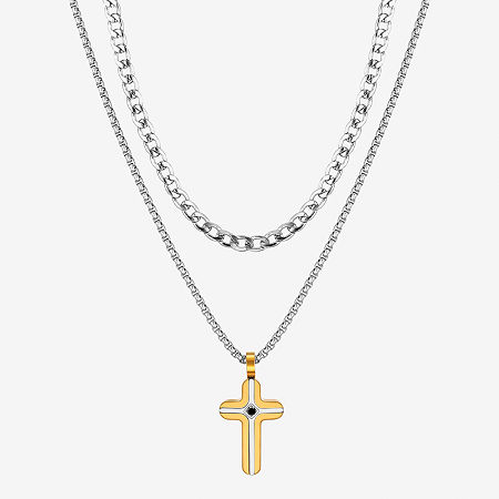 Click here for Mens Cubic Zirconia Cross 2-pc. Necklace Set  One... prices