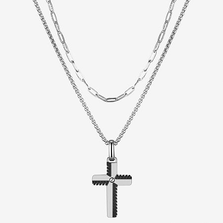 Click here for Mens Cubic Zirconia Cross 2-pc. Necklace Set  One... prices