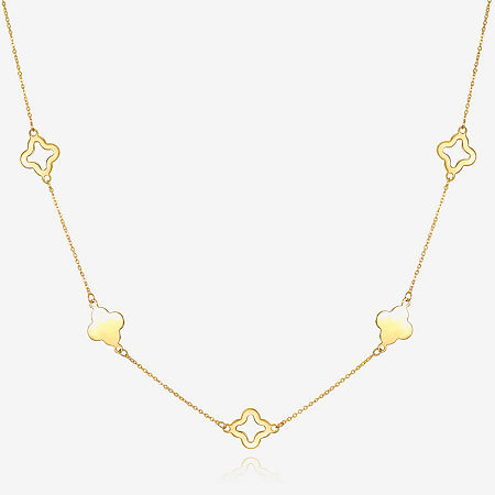 Click here for Womens 14K Gold Clover 18 Inch Pendant Necklace  O... prices