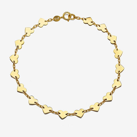 Click here for Womens 14K Gold Heart 7.5 Inch Link Bracelet  One... prices