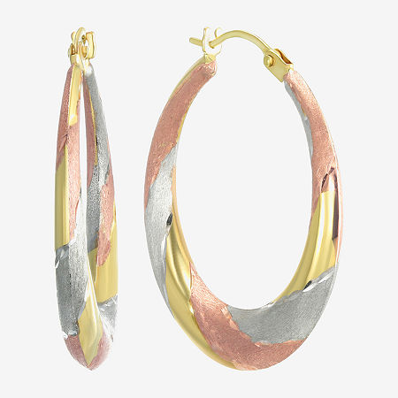 Click here for Womens 14K Tri-Color Gold 25mm Round Hoop Earrings... prices