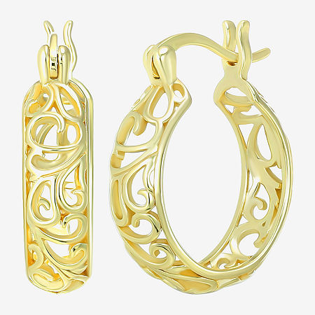 Click here for Womens 24K Gold Over Silver 18mm Round Hoop Earrin... prices
