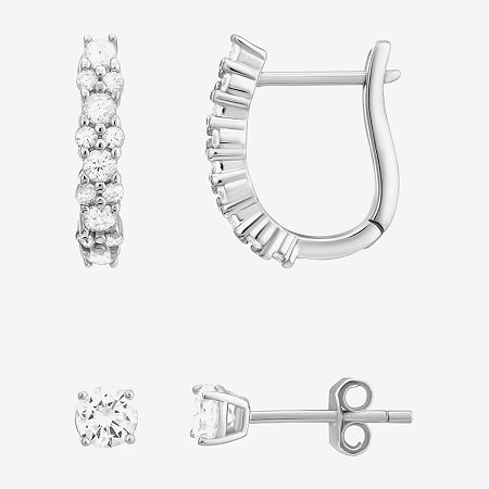 Click here for Womens Cubic Zirconia Sterling Silver 2 Pair Earri... prices