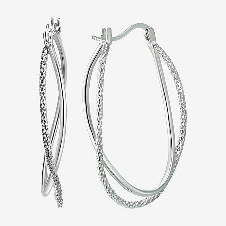Click here for Womens Sterling Silver 37mm Oval Hoop Earrings  On... prices