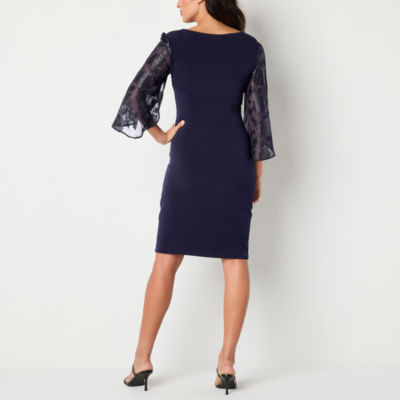 Connected Apparel Womens 3/4 Sleeve Sheath Dress