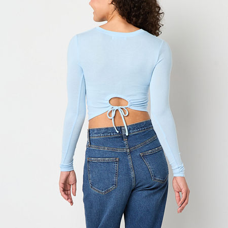Click here for Arizona Cozy Tie Back Womens Crew Neck Long Sleeve... prices