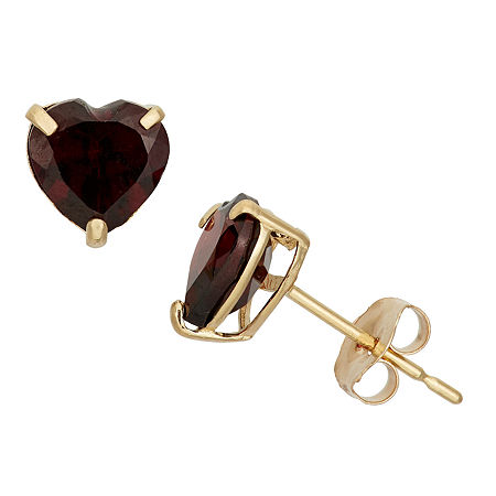 Click here for Genuine Red Garnet 10K Gold 6.1mm Heart Stud Earri... prices