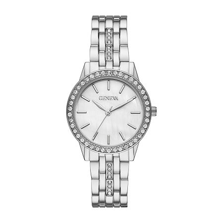 Geneva Ladies Womens Crystal Accent Silver Tone Bracelet Watch Fmdjm239  One Size