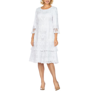 Giovanna Signature Womens 3/4 Sleeve Midi Shift Dress Plus - JCPenney