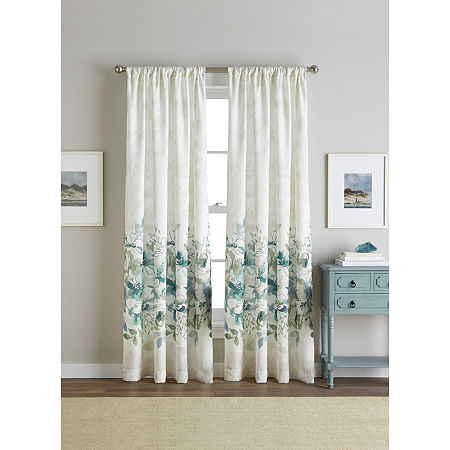 Click here for Watercolor Floral Border Print Rod Pocket Panel Cu... prices
