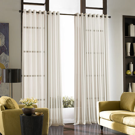 Click here for CHF Soho Grommet Top Sheer Single Curtain Panel  O... prices