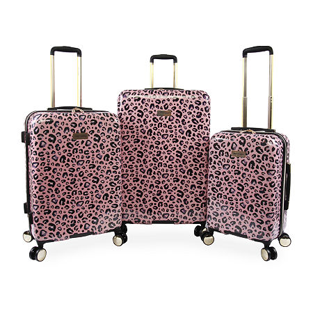 Printed 3-Pc. Hardside Luggage Set - Pink Leopard