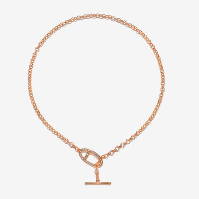 Bijoux Bar Pave Toggle Womens 16 Inch Link Chain Necklace, Color: Pink ...