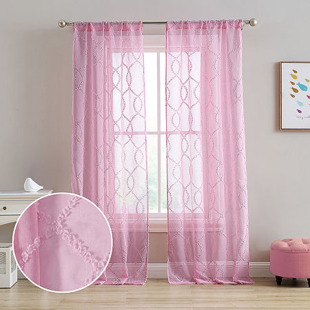 Click here for Laura Ashley Lattice Rod Pocket Embroidered Sheer... prices