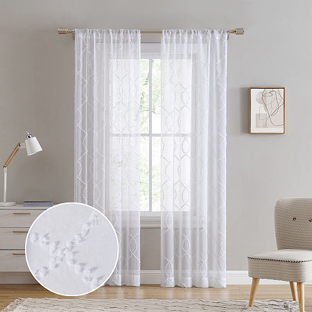 Click here for Laura Ashley Lattice Rod Pocket Embroidered Sheer... prices