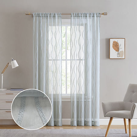 Click here for Laura Ashley Wavy Rod Pocket Embroidered Sheer Set... prices