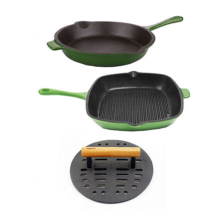 Click here for BergHOFF Neo 3pc Cast Iron Fry Pan & Grill Pan Set... prices