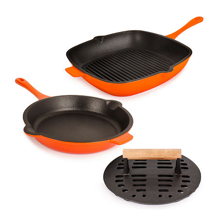 Click here for BergHOFF Neo 3pc Cast Iron Fry Pan & Grill Pan Set... prices