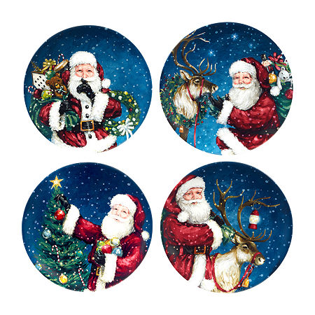 Certified International Santas Secret Dessert Plates  Set of 4 - Multi