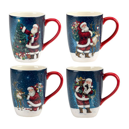 Certified International Santas Secret Mugs  Set of 4 - Multi