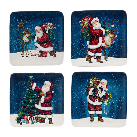 Certified International Santas Secret Canape Plates  Set of 4 - Multi