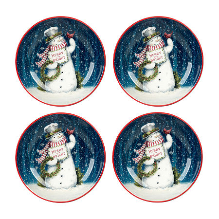 Certified International Snowman Greetings Soup Bowls  Set of 4 - Multi