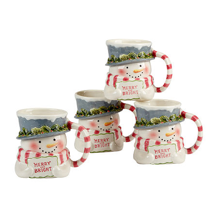 Certified International Snowman Greetings 3D Mugs  Set of 4 - Multi