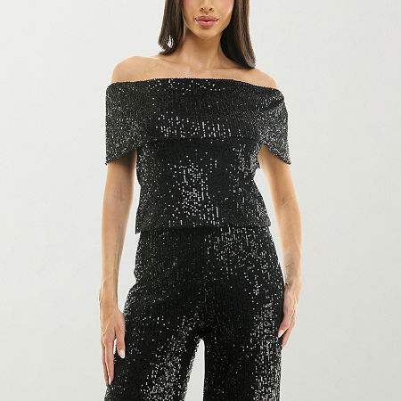 Click here for Premier Amour Sequin Womens Straight Neck Short Sl... prices