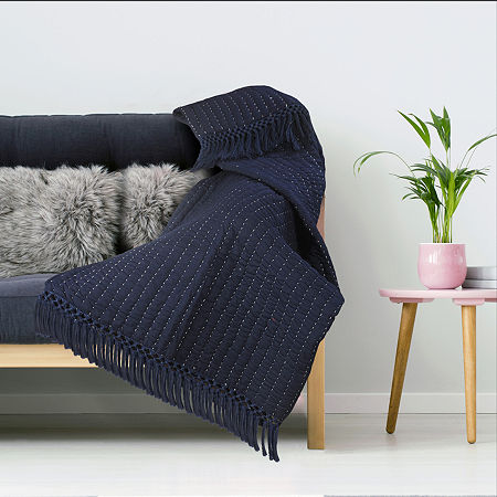 Click here for Lr Home Lucy Solid Reversible Throw  One Size  Blu... prices