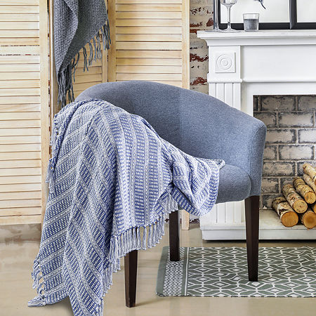 Click here for LR Home Jayden Stripe Throw  One Size  Blue prices