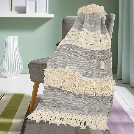 Click here for Lr Home Miles Stripe Washable Throw  One Size  Gra... prices