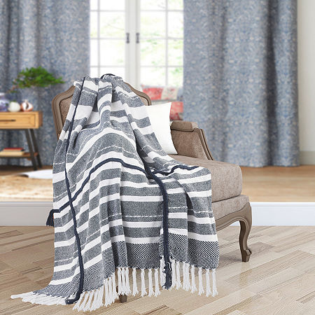 Click here for Lr Home Adrian Stripe Washable Throw  One Size  Bl... prices