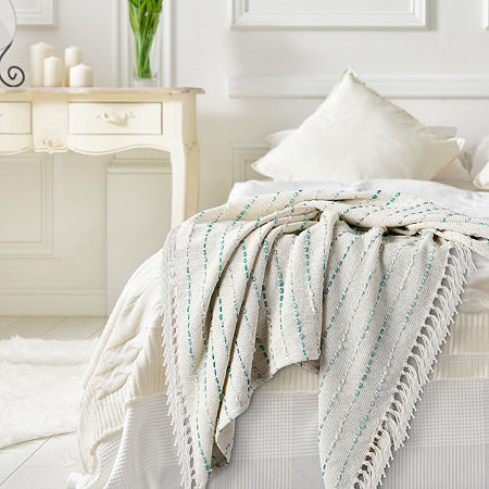 Click here for Lr Home Tony Stripe Reversible Throw  One Size  Wh... prices