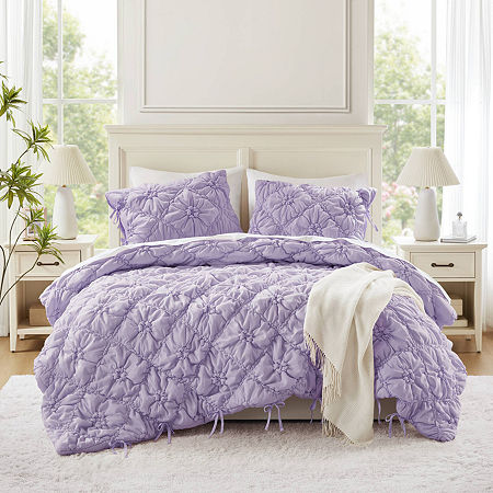 Intelligent Design Lily Floral 3-Pc. Comforter Set  King - Purple