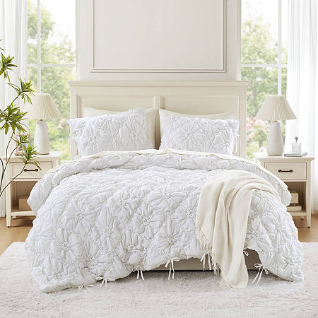Intelligent Design Lily Floral 3-Pc. Comforter Set  King - White