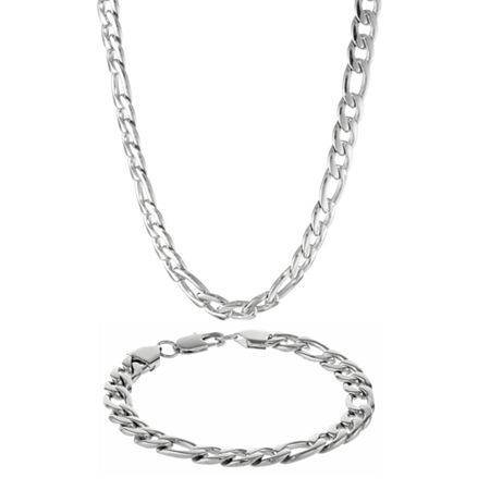 Click here for Mens Stainless Steel 9mm Figaro Chain & Bracelet B... prices