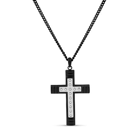 Click here for Mens Stainless Steel Cross 24 Inch Pendant Necklac... prices