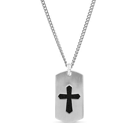 Click here for Mens Stainless Steel Cross Dog Tag 24 Inch Pendant... prices