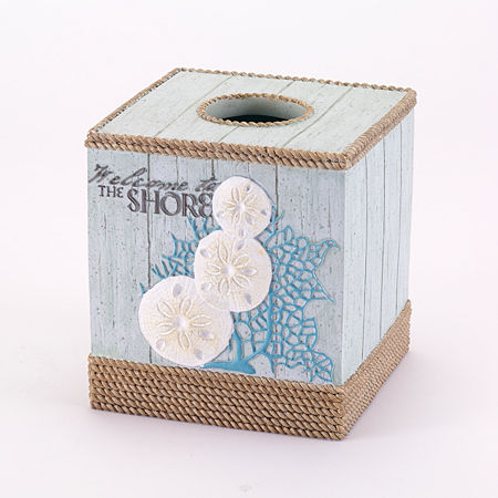 Avanti Beachcomber Seashells Resin Tissue Box Cover - Seafoam