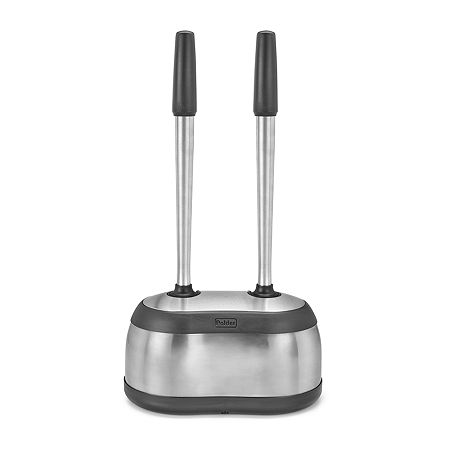 Polder Dual Bath Caddy with Bonus Brush - Black