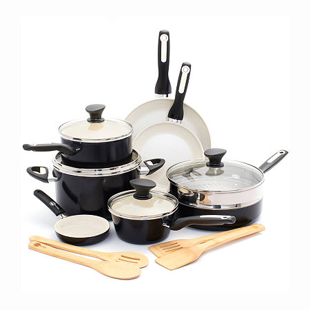 GreenPan Rio Ceramic Nonstick Cookware Set  16 Piece - Black