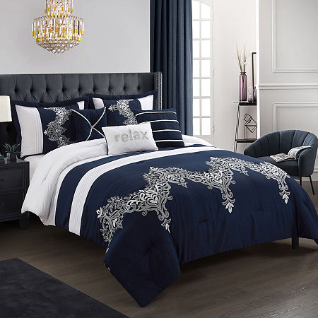 Stratford Park Zuri 6-Piece Comforter Set  King - Navy
