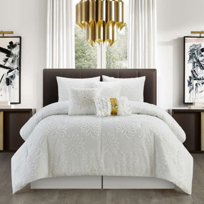 Stratford Park Lindsey 7pc Midweight Comforter Set, Color: White - JCPenney