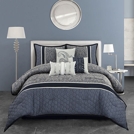 Stratford Park Donovan 7-Piece Comforter Set  Queen - Navy