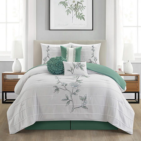 Stratford Park Mona 7-Piece Comforter Set  Queen - Green
