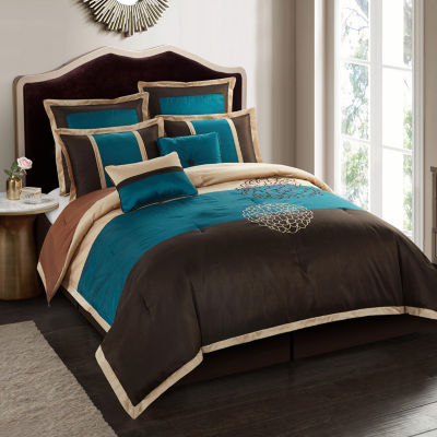 Stratford Park Amber 8-pc. Midweight Comforter Set, Color: Brown Blue ...